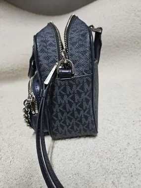Michael Kors | Bags | Michael Kors Navy Mk Logo Satchel With Chain ...
